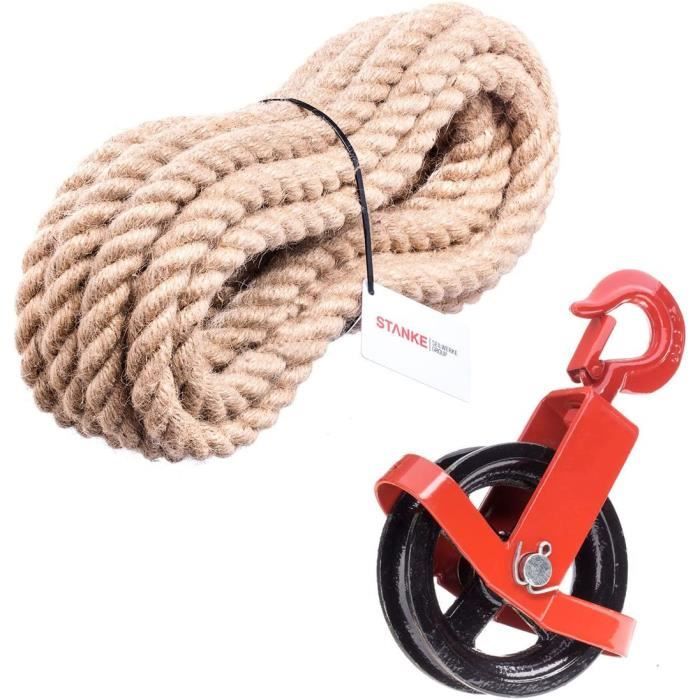 125 mm cablier avec crochet + crochet + corde de jute 16 mm 25 m [117 ...