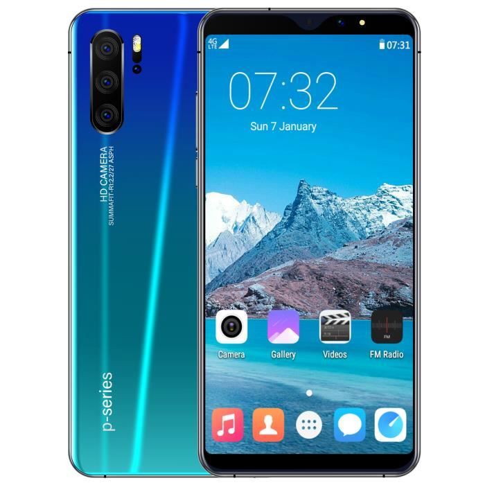 S10 Smartphone 6.5 pouces Android Plein Ecran (6G + 128G) 8MP + 16MP Reconnaissance faciale des ...