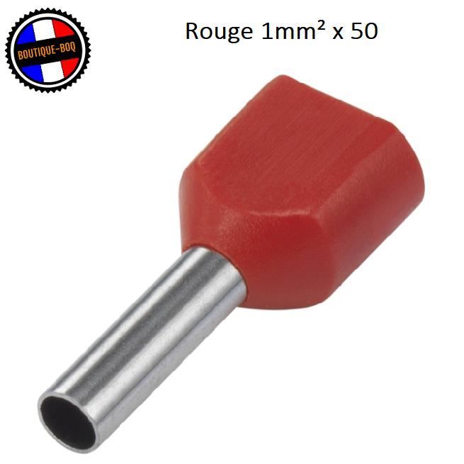 50 Embouts de câblage Cosses électrique 1mm² ROUGE à sertir Embout de ...