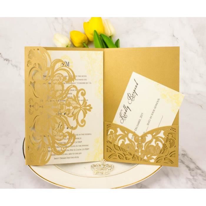 Faire-part - Cartes d'invitation de mariage - 1x3 pliables - Blanc ...