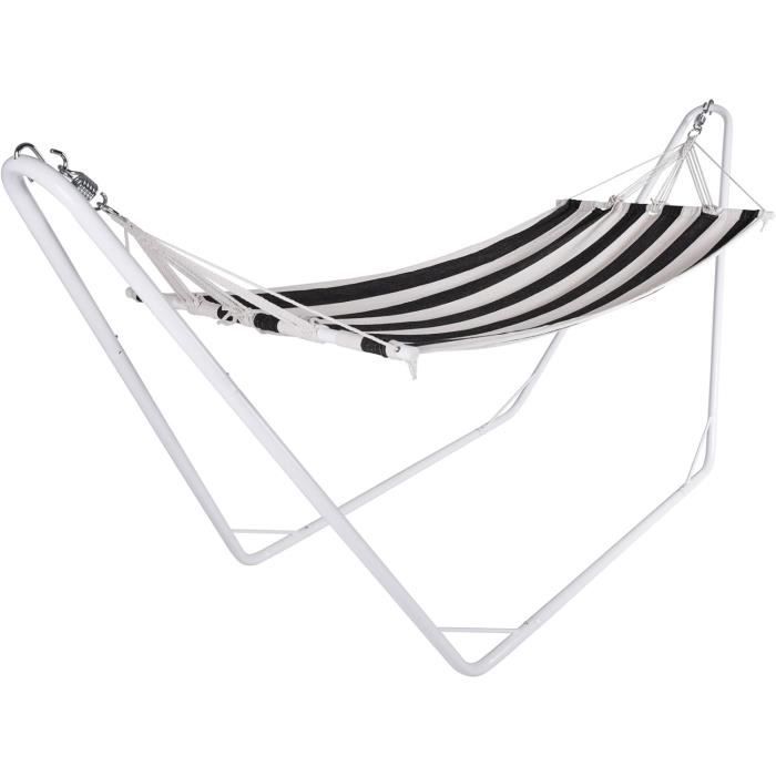 Detex® Hamac En Tissu Avec Support 274X82Cm Noir Hamac Suspendu Sur ...