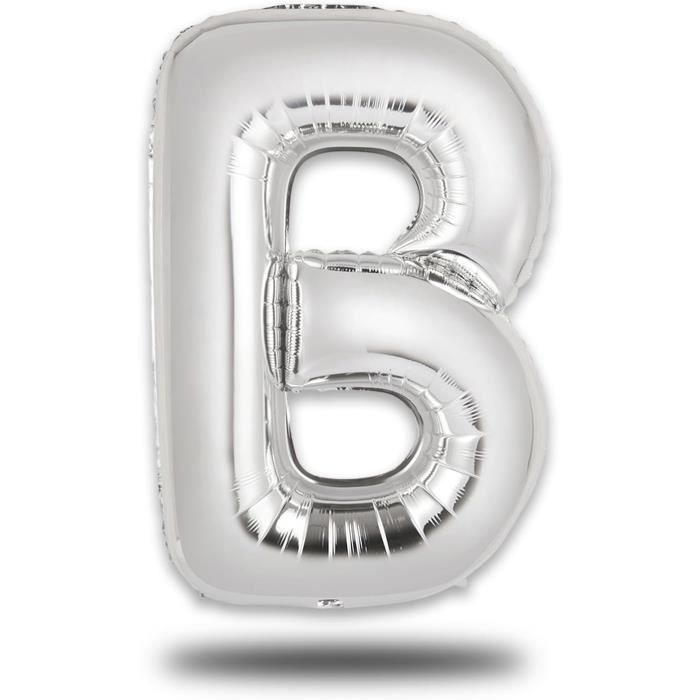 Ballon Lettre B Argenté - Xxl 100Cm - Ballon D'Anniversaire Lettre B En ...