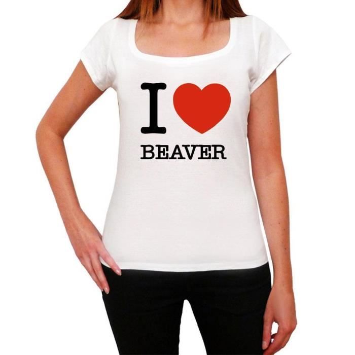 Femme Tee-Shirt J'Aime Les Castors – I Love Beaver – T-Shirt Vintage Blanc - Cdiscount Prêt-à-Porter