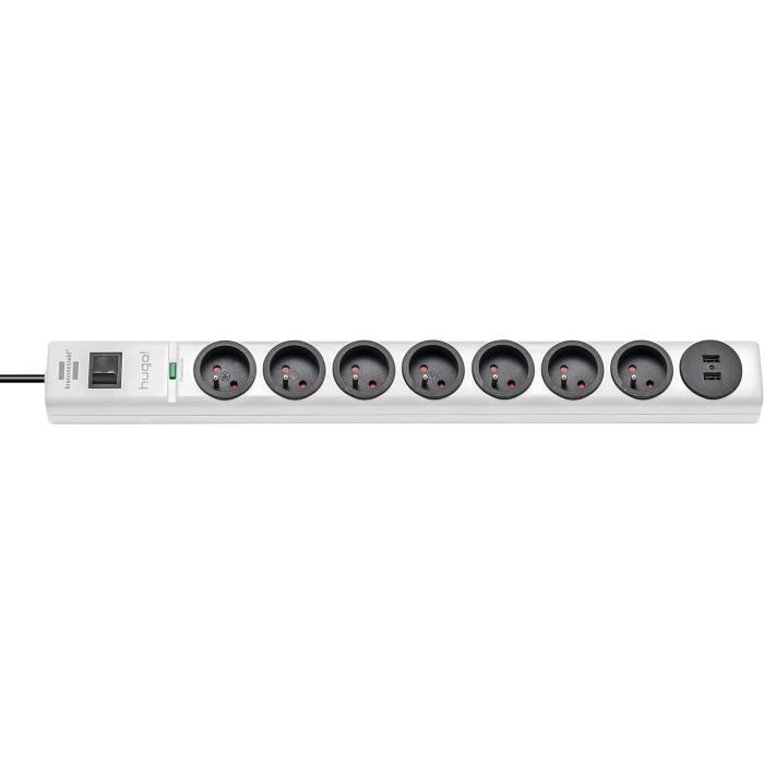 Multiprise Hugo! Blanche, 7 Prises + 2 Prises Usb, Avec Parasurtenseur ...