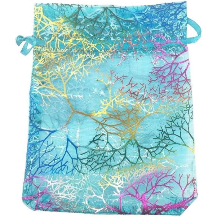 SumDirect Lot de 100 pochettes en organza à motif corail - 13 x 18 cm ...