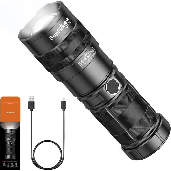 SuperFire Lampe Torche Led Ultra Puissante: Lampe Torche Rechargeable ...