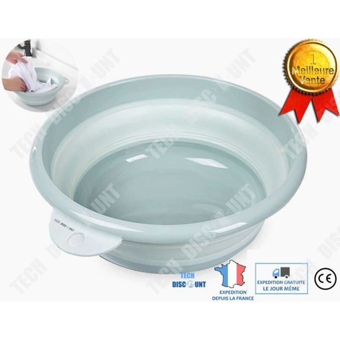 TD® bassine pliable camping grande linge retractable silicone ronde ...