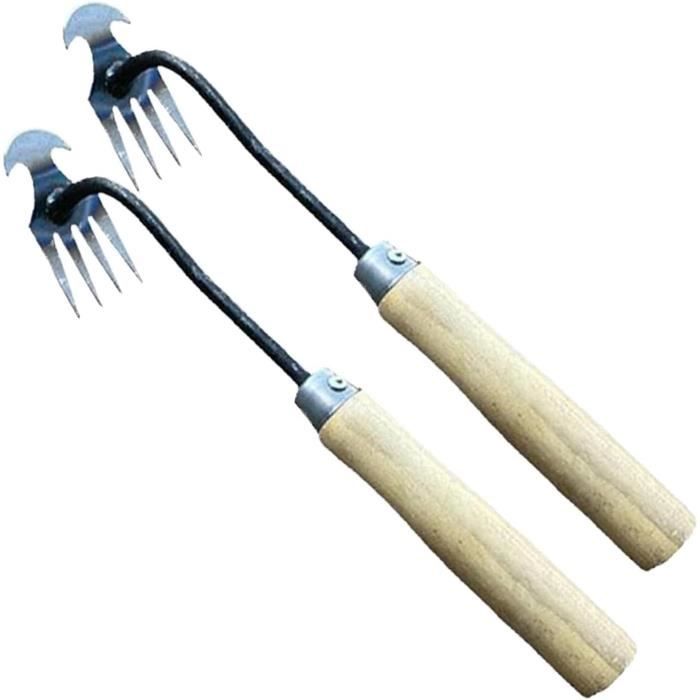 Lot De 2 Outils De Désherbage Manuel À 4 Dents - Outil De Désherbage Manuel En Acier Avec ...