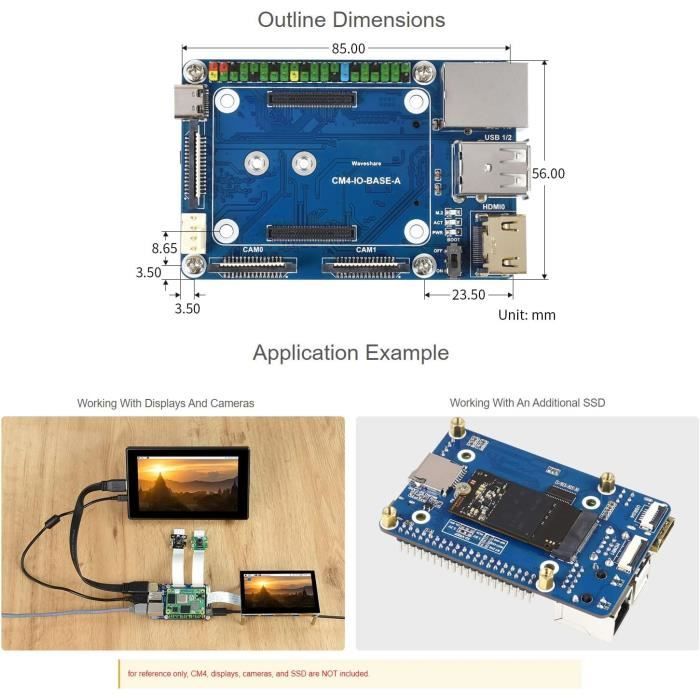Waveshare Mini Base Board A pour Raspberry Pi Compute Module 4 CM4-IO-BASE-A - Cdiscount ...