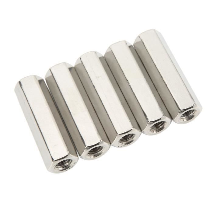 HUA Écrou d'accouplement hexagonal M10 5 pièces argent M10 écrou d'accouplement hexagonal ...
