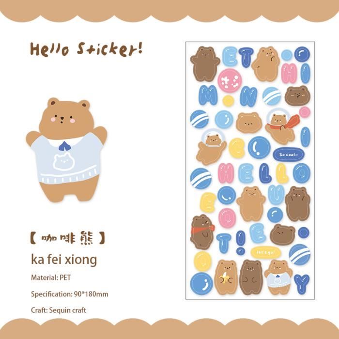 GOMMETTE,ka fei xiong--autocollants animaux de compagnie, 1 pièce ...