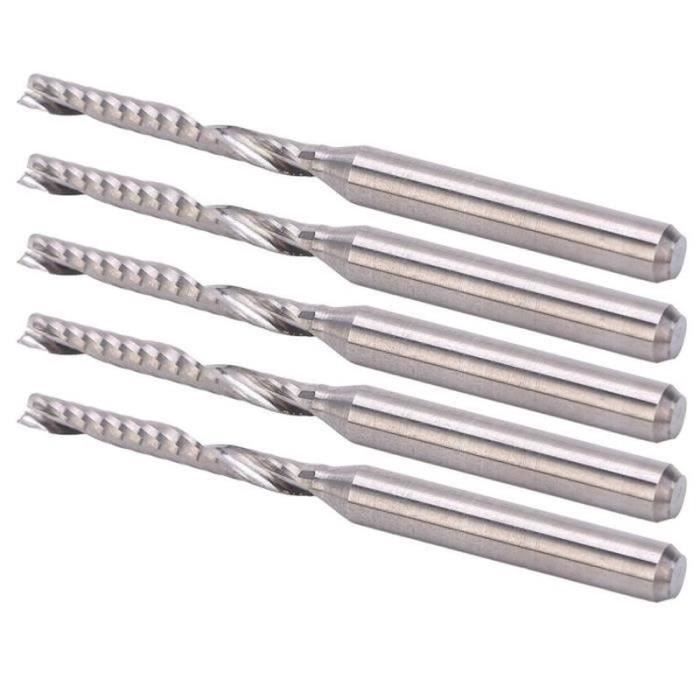 Zerone Fraise en bout 5 pièces fraise simple flûte spirale en acier au ...