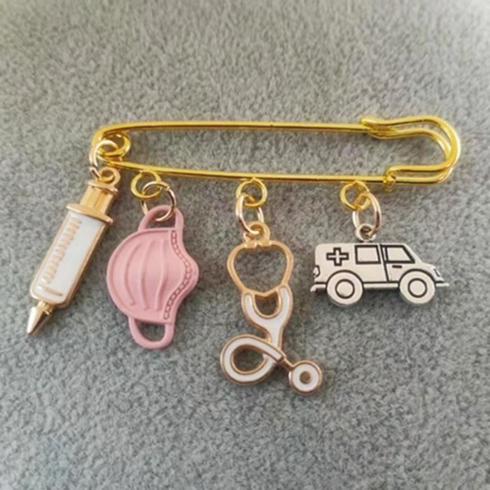 BROCHE,Golden-3-blue-3--Broche à la mode pour médecin, outil médical ...