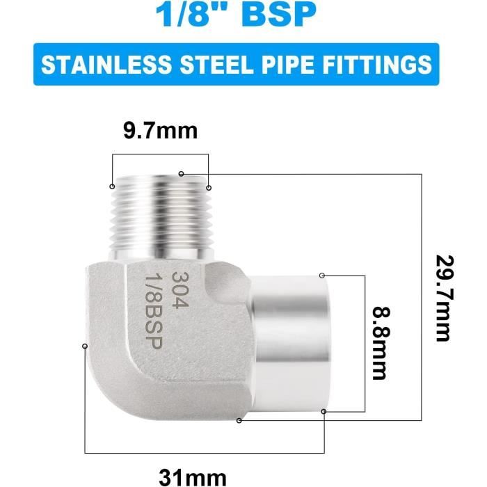 2 pièces 1-8 "femelle BSP x 1-8" mâle BSP filetage forgé en acier ...