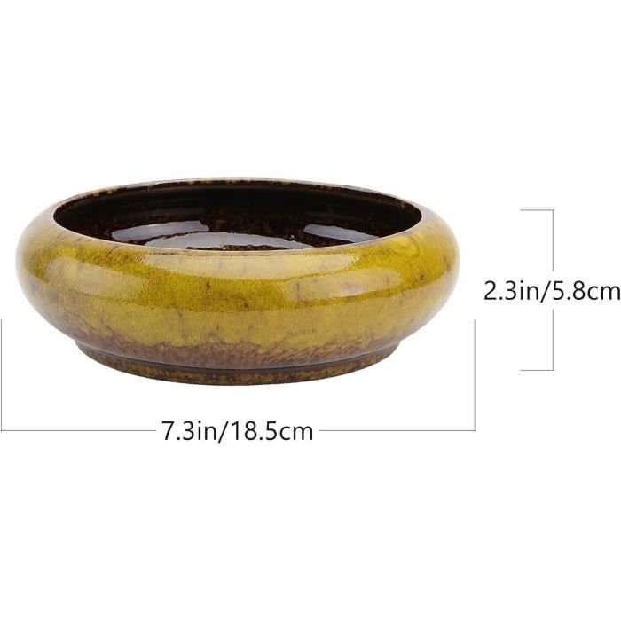 Petit pot de fleurs jaune en céramique avec trou pour , bonsaï, pot de ...