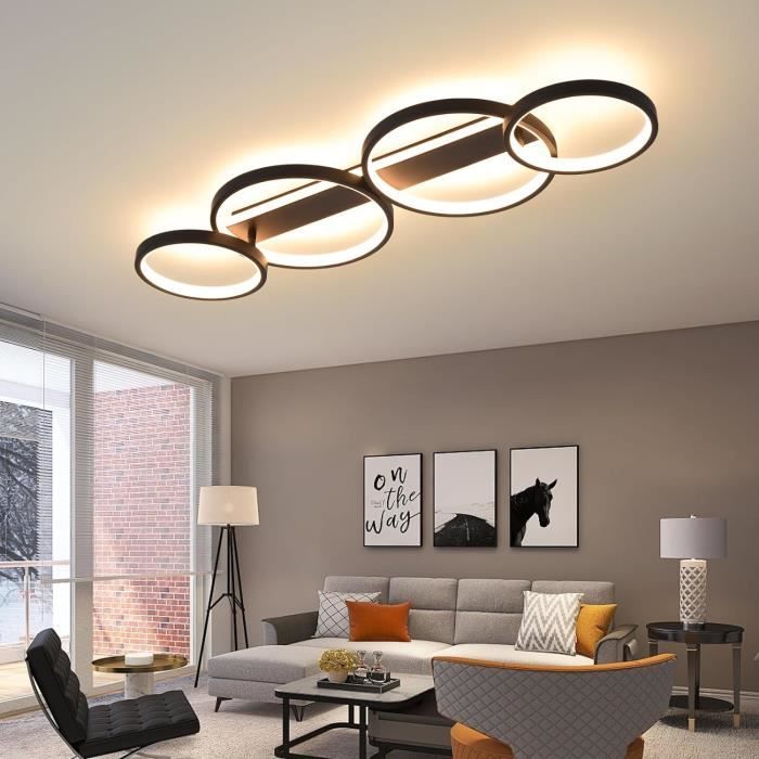 Led Plafonnier,Moderne Lampe De Plafond 48W 3000K-6500K,4 Anneaux Ronde ...