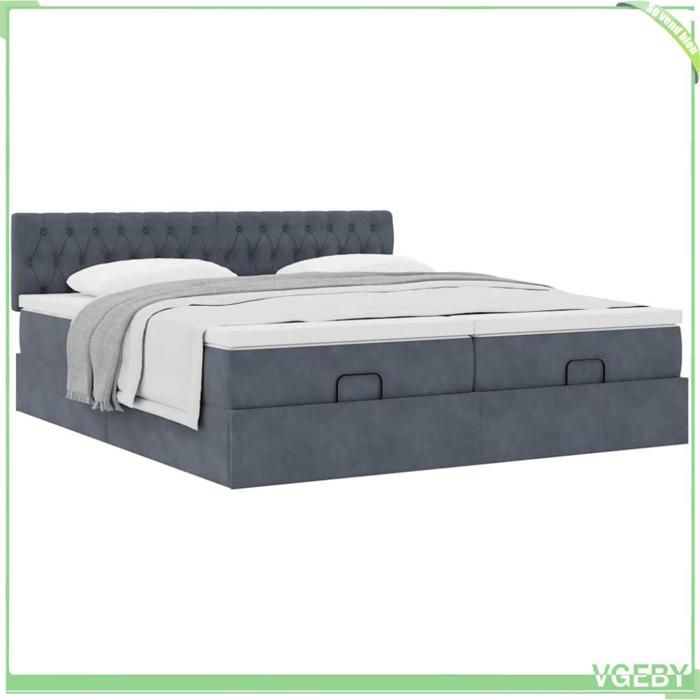 Cadre de lit ottoman avec matelas - 3312087 - Velours gris foncé - 160 ...