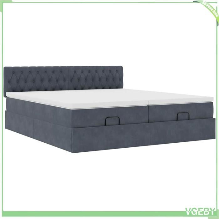 Cadre de lit ottoman avec matelas - 3312087 - Velours gris foncé - 160 ...