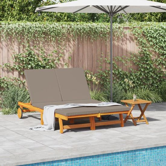 Moderne Transat double Bain de soleil, avec roulettes et coussin en ...