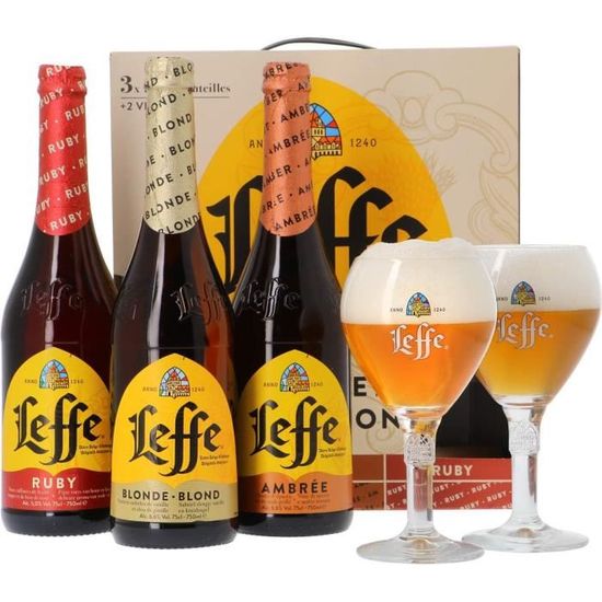 Bières - Coffret Bière Sélection 3 Bouteilles 75cl & 2 Verres 25cl - Cdiscount Au quotidien