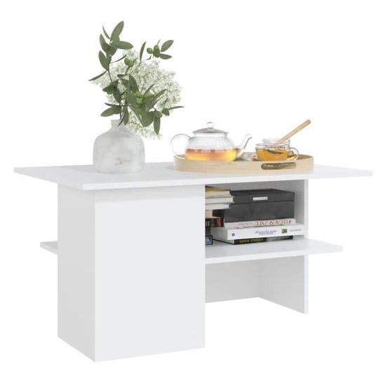 ABB Table basse Blanc 90x60x46,5 cm Aggloméré - Qqmora - AIR71073 ...