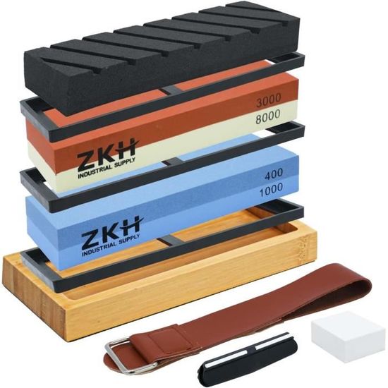 Kit De Pierre A Aiguiser - TRAHOO - Grain 400-1000 Et 3000-8000 - Affûtage précis et sûr ...