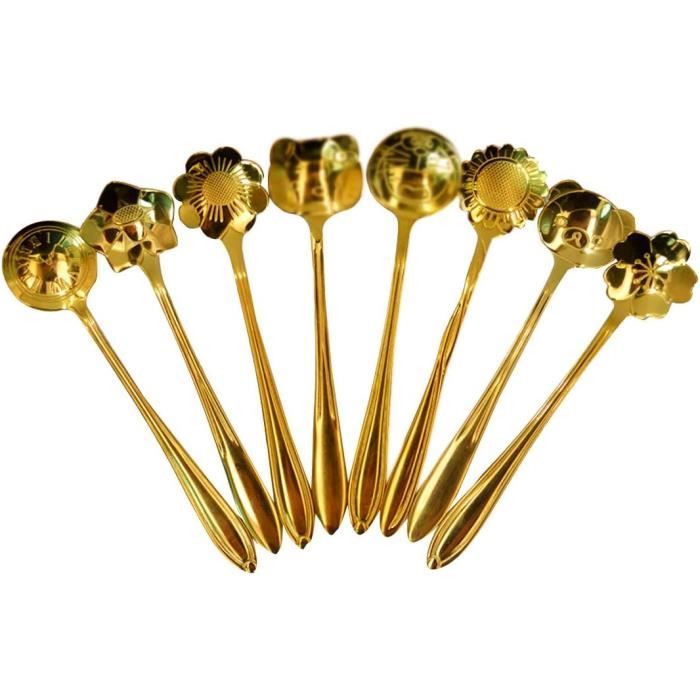 Isabelle Cuillères À Café Design À Fleurs Desserts En Acier Inoxydable ...