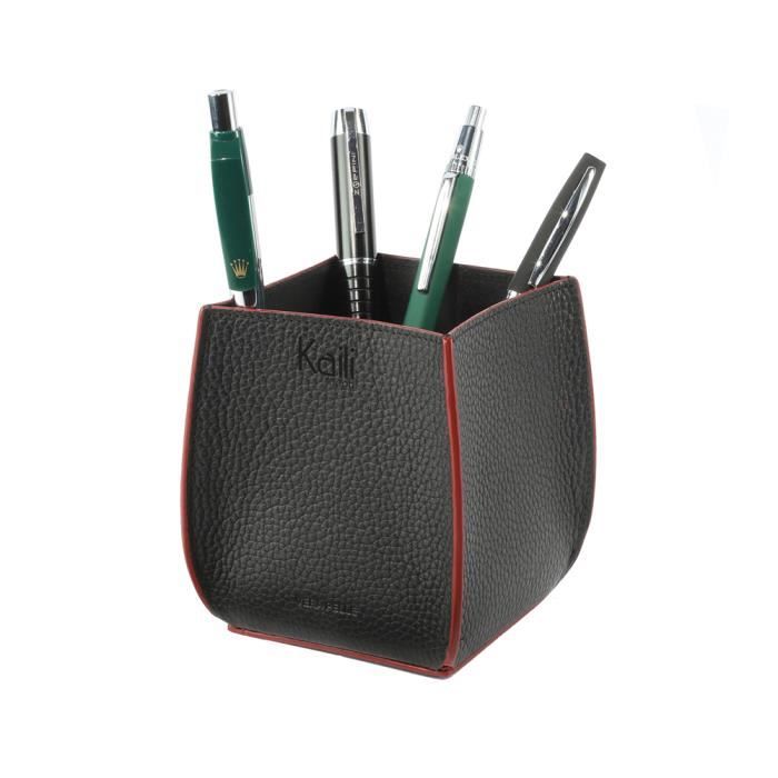 Porte-stylo en cuir véritable - MARQUE - Modèle - Noir avec bords ...