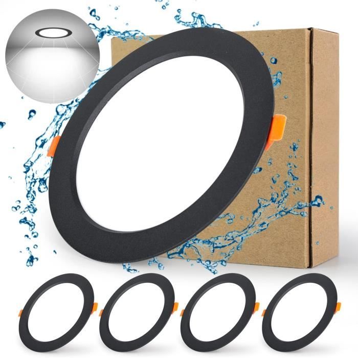 Spot Led Encastrable Noir Extra Plat, 4 Pack 18W 1500Lm = 150W Incandescence, Ip44, Blanc Froid ...