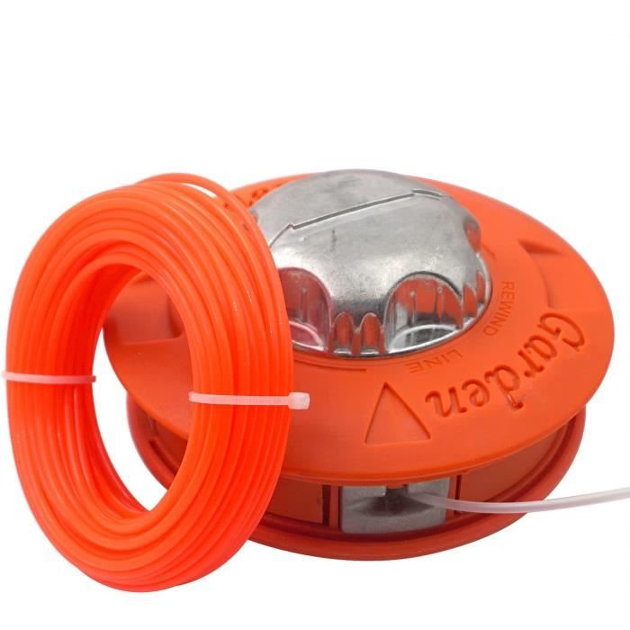 Tête de bobine de rechange M10 x 1,25 mm pour débroussailleuse avec fil de fil de 15 m et 2,4 mm ...