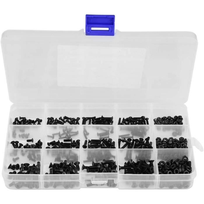 480pcs Kit D assortiment D écrous À Vis Tête Fraisée Acier Carbone Noir M2 M2.5 M3 - Cdiscount ...