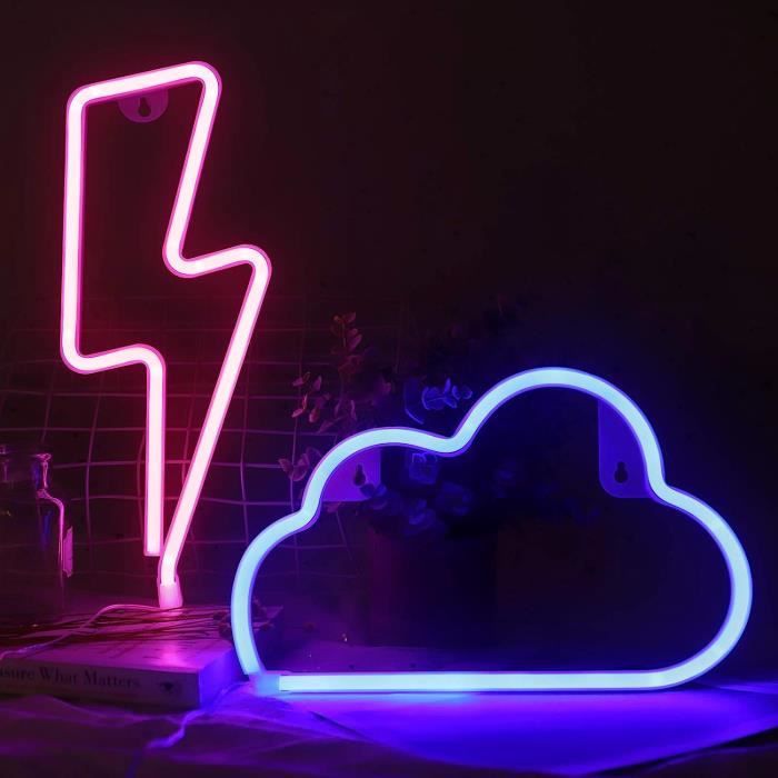 Led Neon Sign Light Nuage Et Éclair Enseignes Lumineuses Combinaison ...