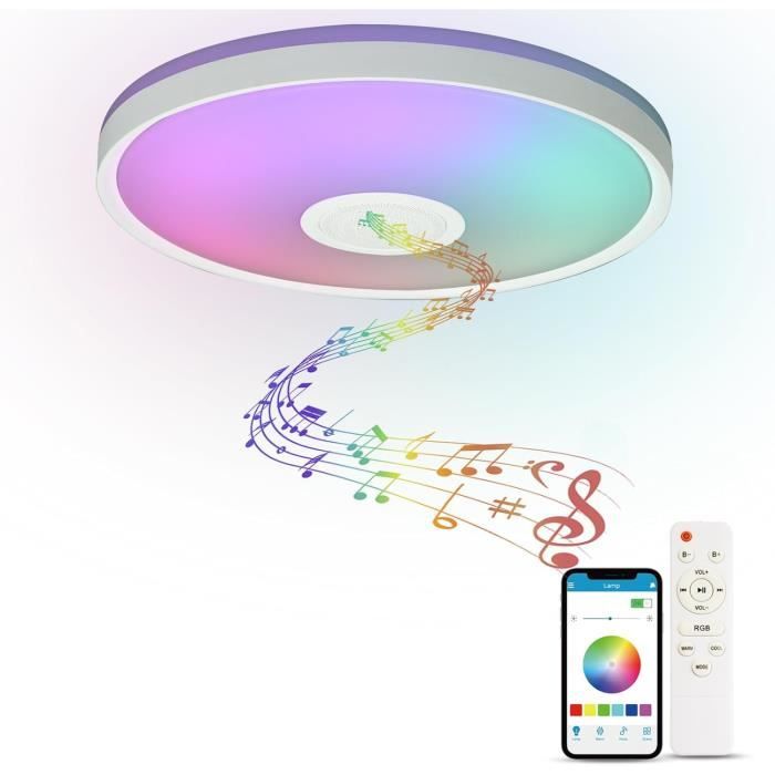 Plafonnier Led Dimmable, Rvb Avec Haut-Parleur Bluetooth, Avec ...