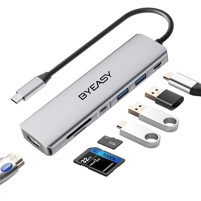 Usb C Hub, 7 In 1 Usb C Splitter Avec 4K Hdmi, Lecteur De Cartes Sd-Tf ...