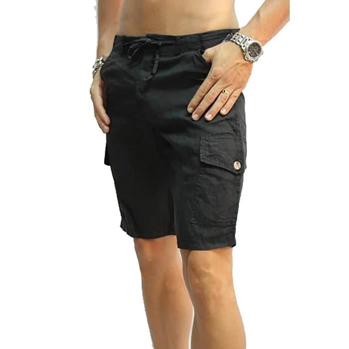 Bermuda homme d'été en lin "Jile" Noir - Cdiscount Prêt-à-Porter