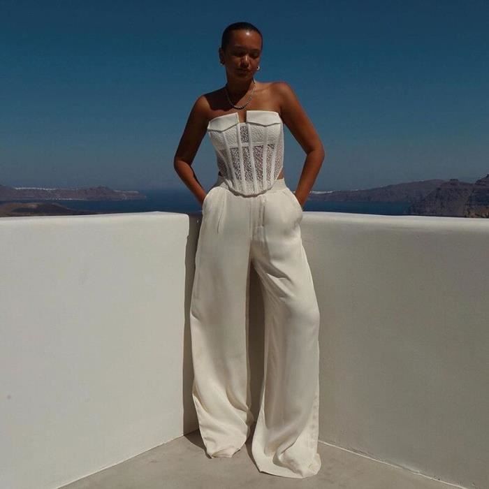 Bustier femme,Corset en dentelle noir-blanc ajouré pour femmes,Bustier ...
