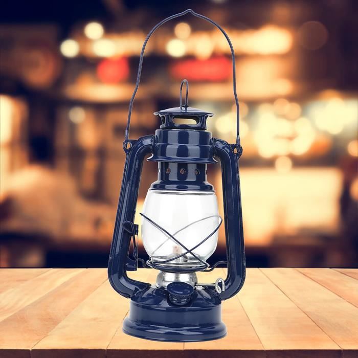 Lampe à pétrole - OMABETA - Vintage - Fer et Verre - Bleu et Rouge ...