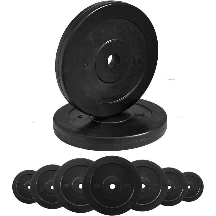 Disques en fonte caoutchoutés G5 HT SPORT Ø trou 25 mm pour gymnase et ...