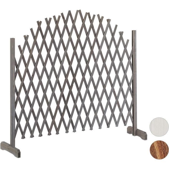 Treillis Jardin en Bois Extensible 200 cm - TRAHOO - Gris - Pour ...