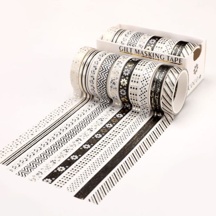 RUBAN ADHESIF ,Black--Ruban adhésif fin Washi, 10 rouleaux-ensemble ... RUBAN ADHESIF ,Black--Ruban adhésif fin Washi, 10 rouleaux-ensemble ...