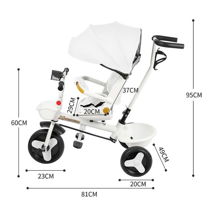 XUANYU Tricycle 4 en 1 Avec lumière + Musique + Pare-Soleil Extensible ...