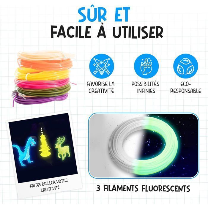 Fil Stylo 3D - WOODOURS - 20 Couleurs - Fil PLA 1.75 - 3 Fluorescents ...