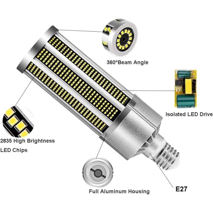 Ampoule Led Maïs 50W,Éclairage De Plafond Ultra-Lumineux E27-E39-E40,6000K 6000Lm Blanc Froid ...