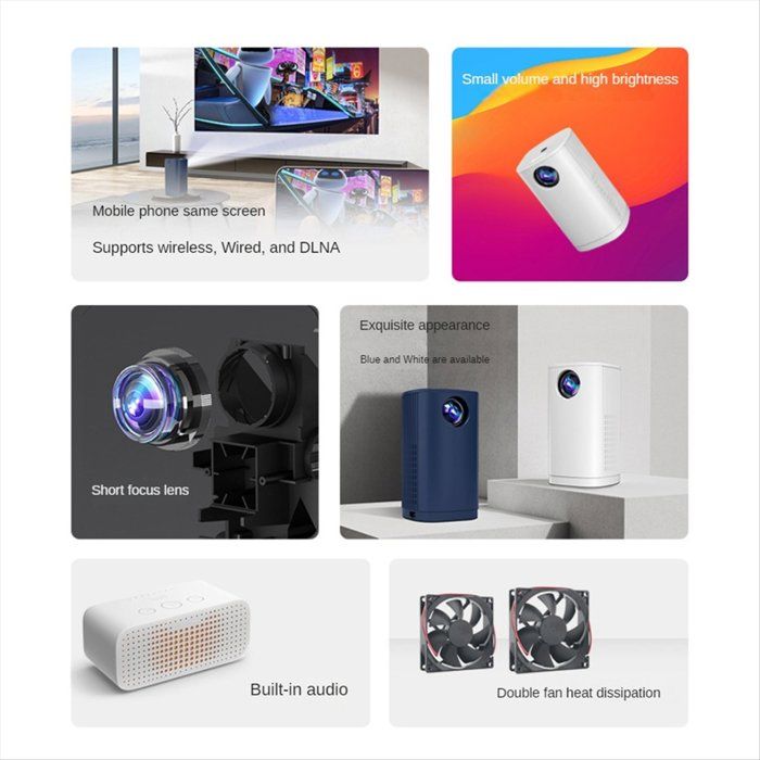 Mini Projecteur 1080P Projecteurs de Film Sans Fil 100 Pouces MêMe ...