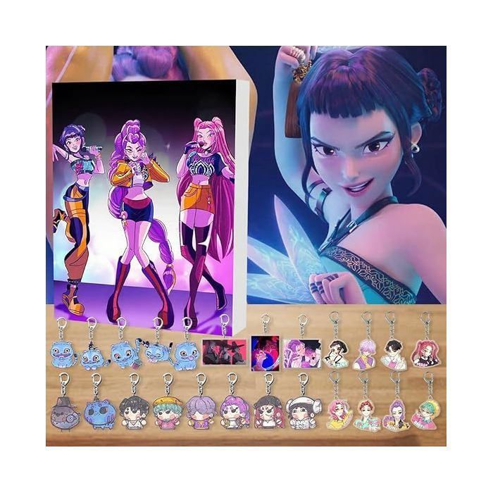 24pc Kpop Demon Hunters Calendrier de l'avent Adorable Porte-clés ...