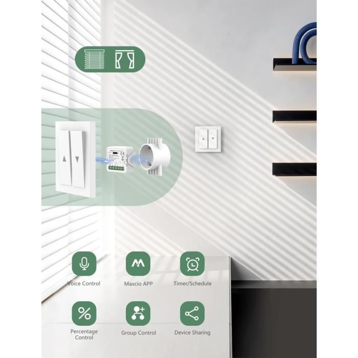 Maxcio MiNi Interrupteur Volet Roulant Connecté, Module Volet Roulant ...