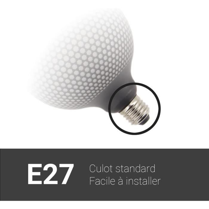 Xanlite - Ampoule Led Déco À Filament G125 - Culot E27, 6.5W Cons, 1800K - Aspect Point Noir ...