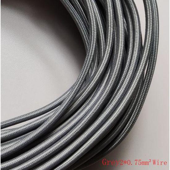 Câble-fil Lampe suspendue Edison en Textile multicolore - Gray - 10m ...