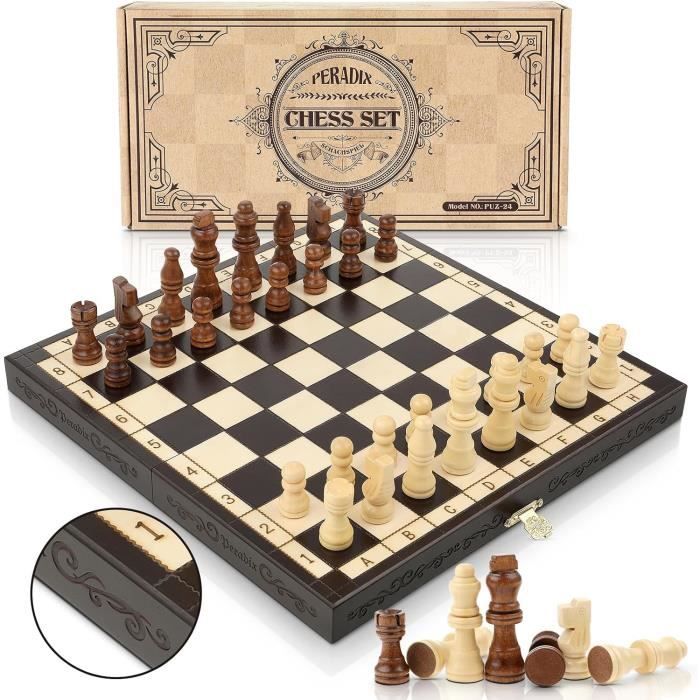 Echiquier en Bois 29×29CM Jeu D'Échecs en Bois De Voyage,Pliable Portable Chess Board Jeux d ...