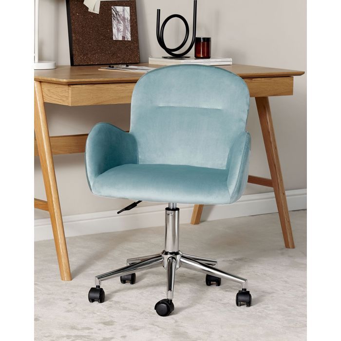 Chaise de bureau-Fauteuil confortable PRIDDY Velours Vert menthe ...